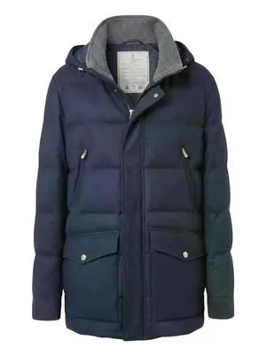 Brunello Cucinelli Quilted Hooded Coat - Blue