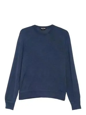 TOM FORD Crew Neck Long Sleeve Sweater - Blue