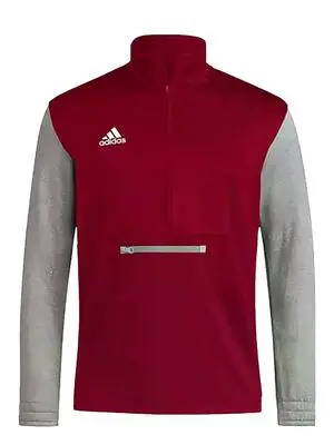 Adidas Logo Print Quarter-zip Jacket - Red