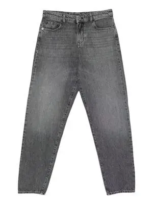 Emporio Armani Faded Wash Jeans With Logo Plaque - Grey