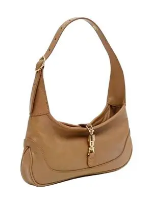 Gucci Gucci Jackie Grainy Leather Shoulder Bag Neutrals