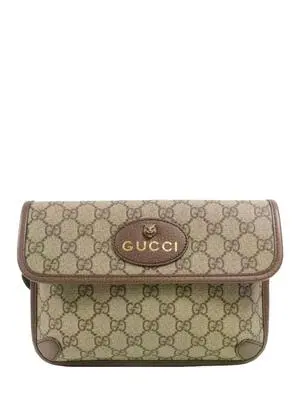 Gucci Gg Supreme Belt Bag With Tiger Head - Neutrals