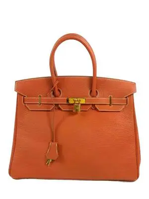 Hermès 35 Birkin Fjord-leather Tote Bag - Orange