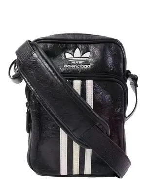 Balenciaga Logo-print Striped Messenger Bag - Black