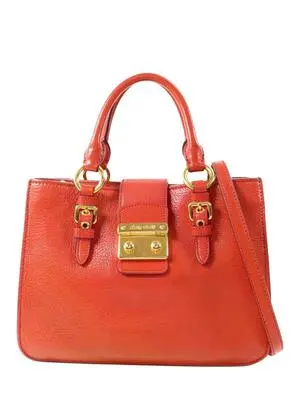 Miu Miu Buckled Leather Shoulder Bag - Orange