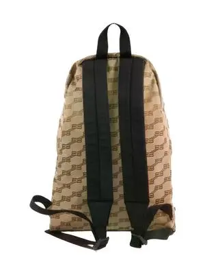 Balenciaga Logo Monogram Canvas Backpack - Neutrals