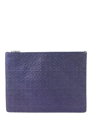Loewe Anagram Embossed Clutch Bag - Blue