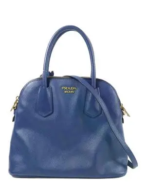 Prada Saffiano Leather Tote Bag - Blue