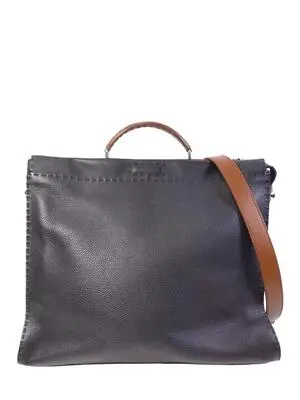 Fendi Peekaboo Leather Shoulder Bag - Black