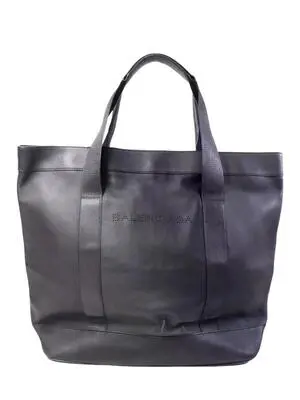 Balenciaga Perforated Logo Tote Bag - Black
