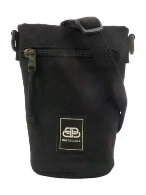 Balenciaga Logo Patch Shoulder Bag - Black