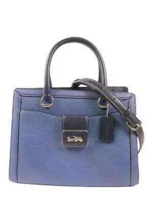 COACH VINTAGE Grace Carryall Leather Tote Bag - Blue
