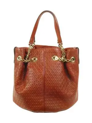 TOD'S Embossed Leather Bucket Bag - Brown