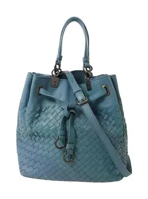 Bottega Veneta Intrecciato Leather Shoulder Bag - Blue