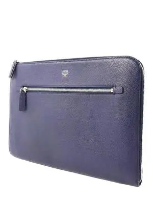 Mcm Grained Leather Clutch Bag - Blue