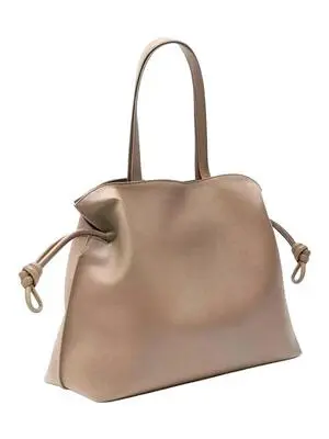 ESIN AKAN Emma Drawstring Leather Tote Bag - Neutrals