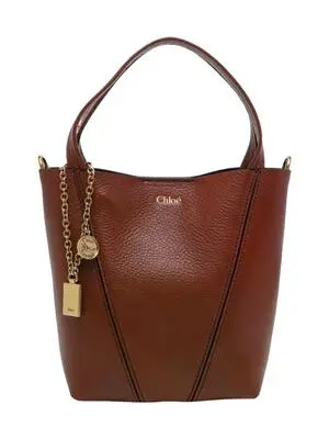 Chloé Small Spin Leather Bucket Bag - Brown
