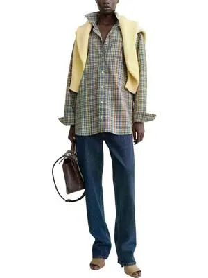 TOTEME Checked Button-Down Shirt Blue