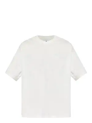 Adidas Logo-embroidered Graphic-print T-shirt - Neutrals