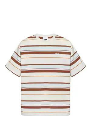 Adidas Striped Logo-patch T-shirt - Neutrals