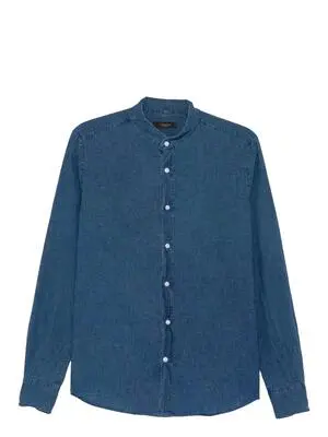GLANSHIRT Band-collar Long-sleeve Shirt - Blue