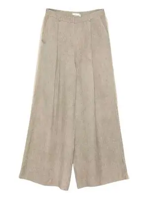 HUI MILANO Side-stripe Pleated Palazzo Pants - Neutrals