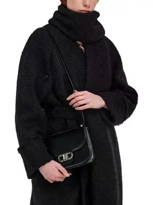 FERRAGAMO Double Gancini North-south Crossbody Bag - Black