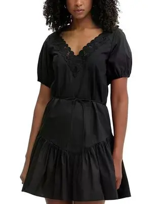 TWINSET Lace-trimmed V-neck Mini Dress - Black