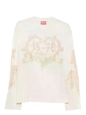 DIESEL® Diesel Cotton Long Sleeve T-Shirt With Graphic Print