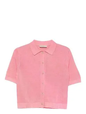 Bruno Manetti Short-sleeve Button-up Cardigan - Pink