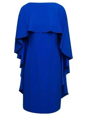 Alberta Ferretti Ruffled Cape Effect Midi Dress - Blue
