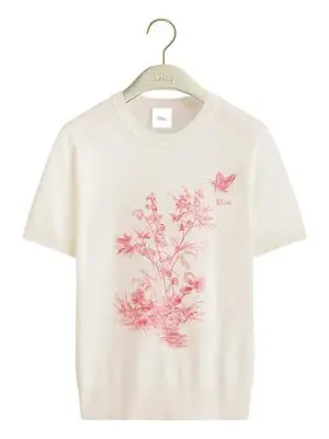 Dior Embroidered Short-sleeved Sweater - White