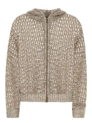 Brunello Cucinelli Open-knit Zip Hooded Sweater - Multi-color