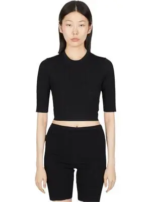 Rabanne Monogram Patterned Cropped Knitted Top - Black