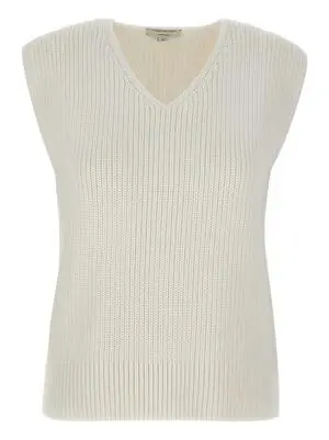 Vince Sleeveless V-neck Knitted Vest - White