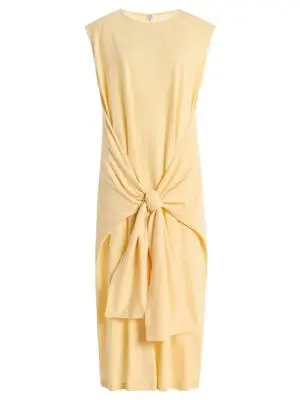 TOTEME Tie-detailed Jersey Midi Dress - Yellow