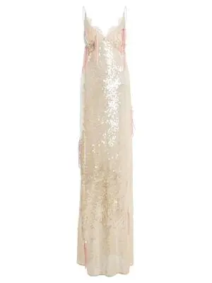 WIEDERHOEFT Exclusive Paillette Maxi Dress - Silver