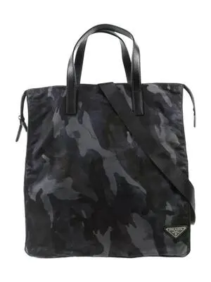 Prada Camouflage Print Tote Bag - Black
