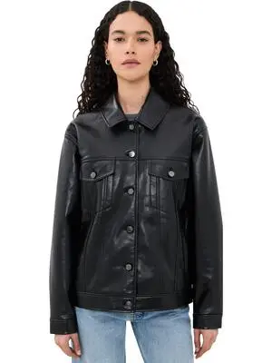 ANINE BING Rory Leather Jacket - Black Recycled Leather