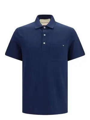 Valentino Garavani Cotton Piqué Polo With Vlogo - Blue