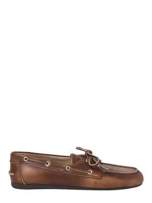 Miu Miu Leather Loafers With Faded Effect And Lace-up Detail - Multicolor