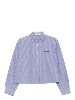 Miu Miu Vertical Stripe Cropped Shirt - Multicolor
