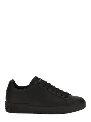 Dolce & Gabbana Portofino Sneakers In Nappa Calfskin - Black