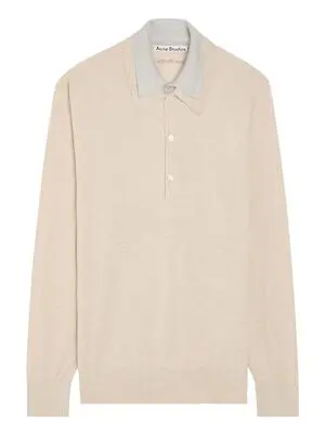 Acne Studios Layered-effect Silk And Wool-blend Polo Top - Beige