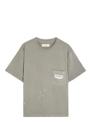 CHERRY LOS ANGELES Chevron Boxy Paint-splatter Cotton T-shirt - Grey