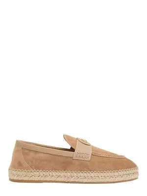 Valentino Garavani Vlogo Suede Espadrille Loafers - Camel