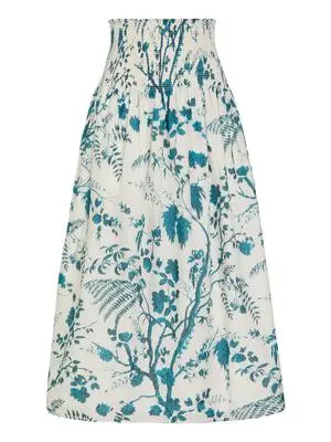 ERDEM Erdem Floral-Print Cotton And Linen-Blend Midi Skirt