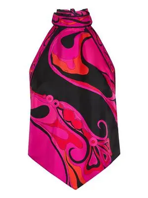 Emilio Pucci Printed Silk Halterneck Top - Pink