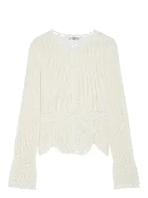 ERDEM Erdem Scalloped Crochet Cotton Cardigan