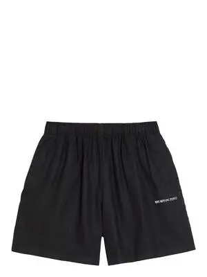 MKI MIYUKI ZOKU Logo Embroidered Linen Swim Shorts - Black